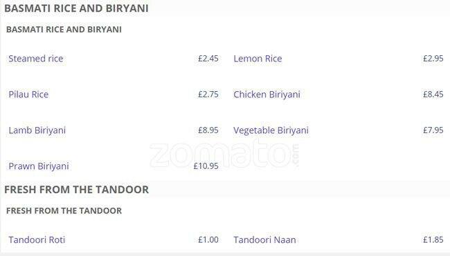 Menu at Mughal-e-Azam Restaurant & Banqueting, Birmingham