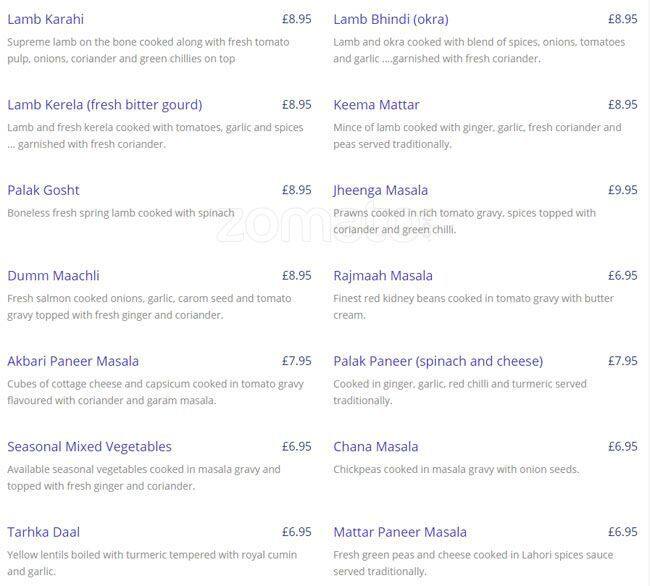 Menu at Mughal-e-Azam Restaurant & Banqueting, Birmingham