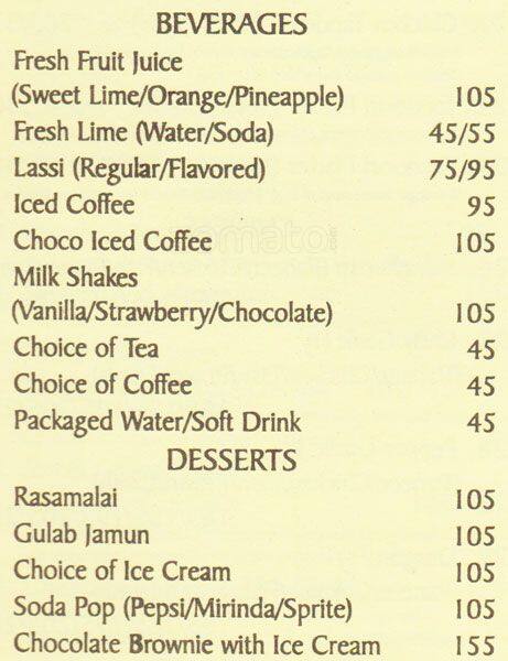 Menu at Goodman Restaurant, Chennai