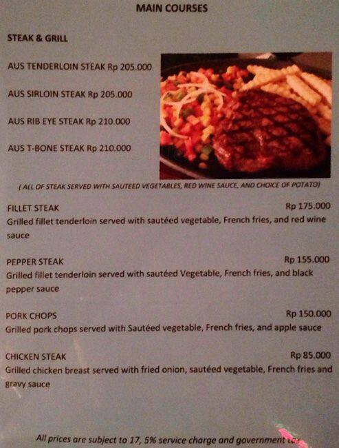Menu at The Everest Bar & Cafe, Jakarta