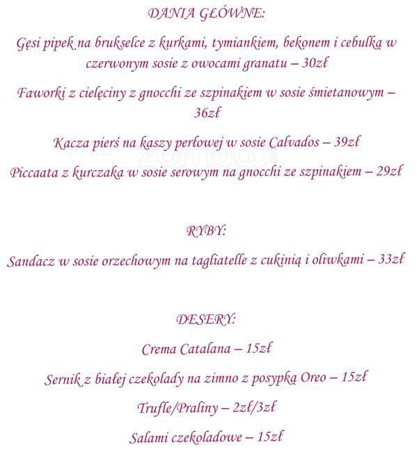 Carta del restaurante Restauracja Paleta Smaków, Lublin