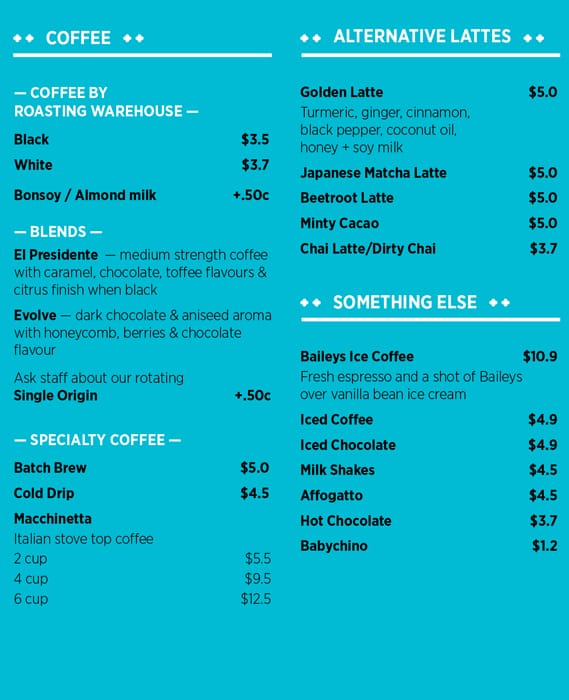 Menu at Dear Abbey cafe, Moonee Ponds