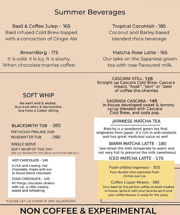 Menu of Corridor Seven Coffee Roasters, Sitabuldi, Nagpur