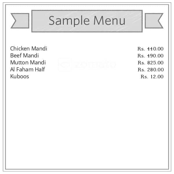 Menu of Mandi Manzil, Thycaud, Trivandrum