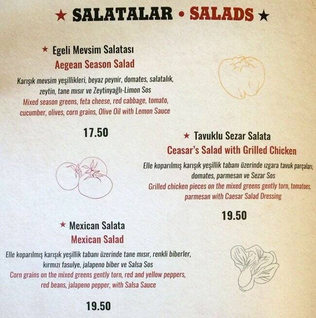 Menu at La Boga, Istanbul, Moda Cd. 48/A