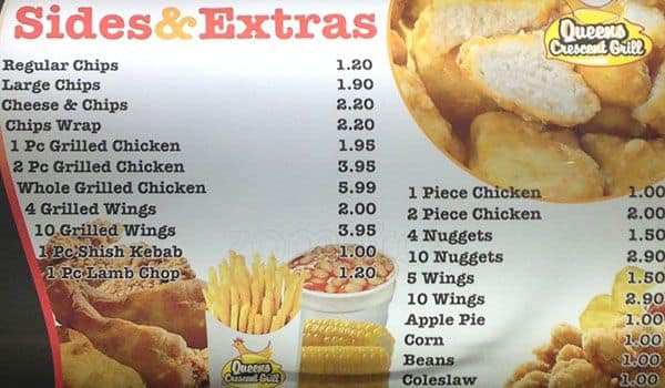 Menu at Queens Crescent Grill restaurant, London