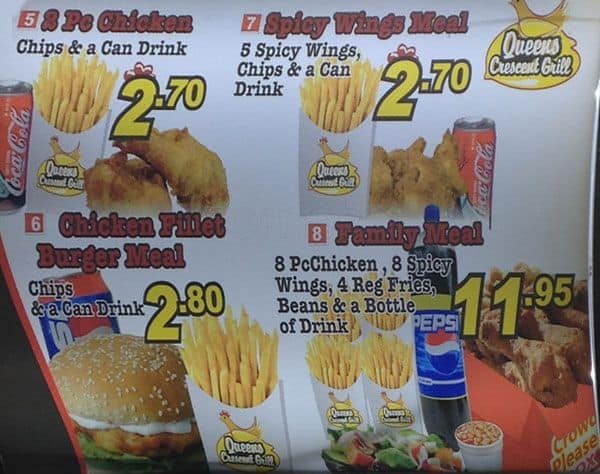 Menu at Queens Crescent Grill restaurant, London