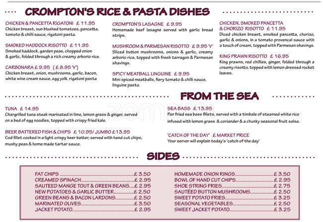 Menu at The Waterside Bar, Rooms & Restaurant, Manchester