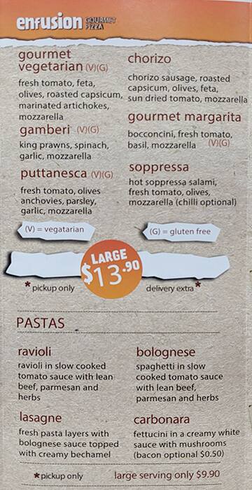 Menu at Encore Pizza Cranbourne pizzeria, Cranbourne