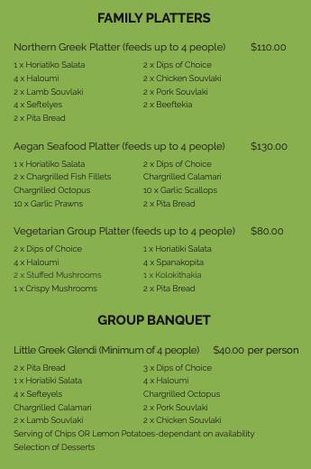 Menu at Little Greek Taverna fast food, West End