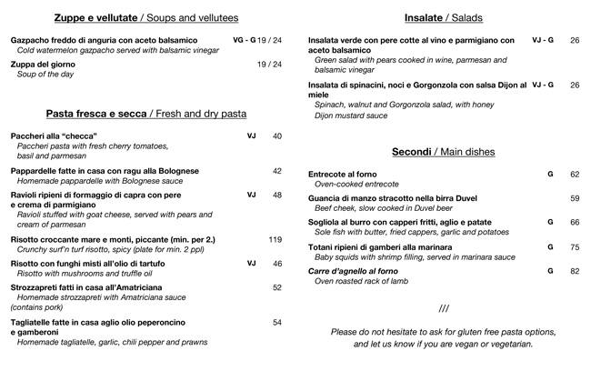 Menu at Aida - Vino E Cucina, Istanbul