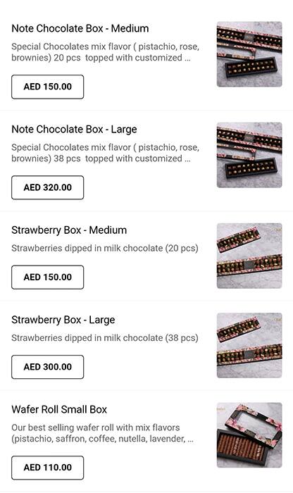 Menu at Chaclet Emirati Chocolatier cafe, Al Ain