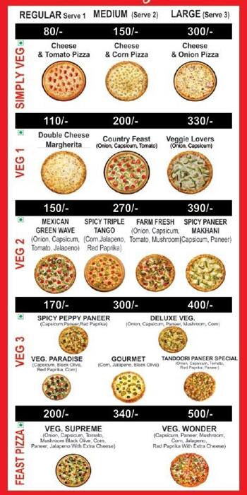 Menu of The Yummy Pizza Zone, Sector 62, Noida