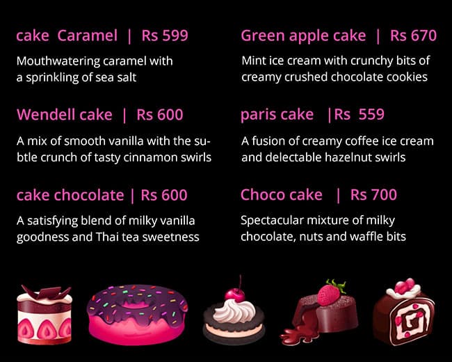 Menu of Birthday Cake, Aliganj, Lucknow