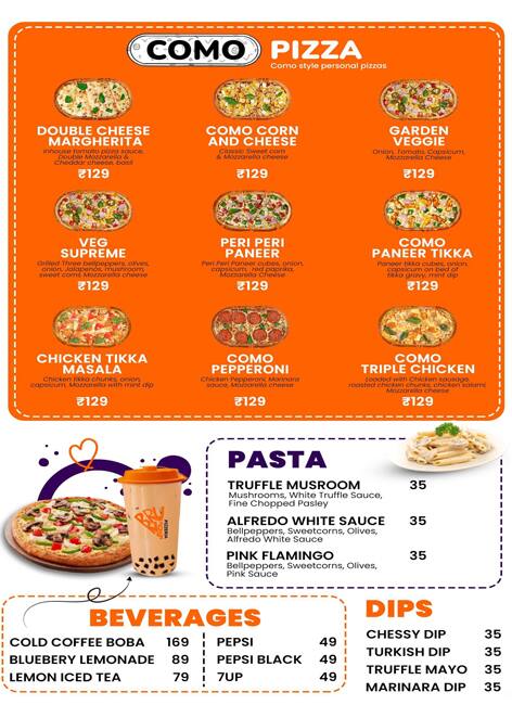 Bruno's pizza menu store