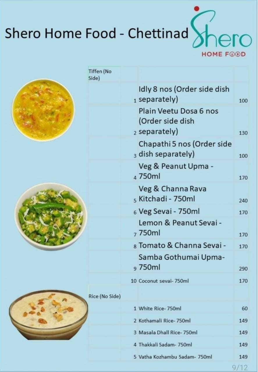Menu of Shero Home Food - Chettinad, Poonamalle, Chennai