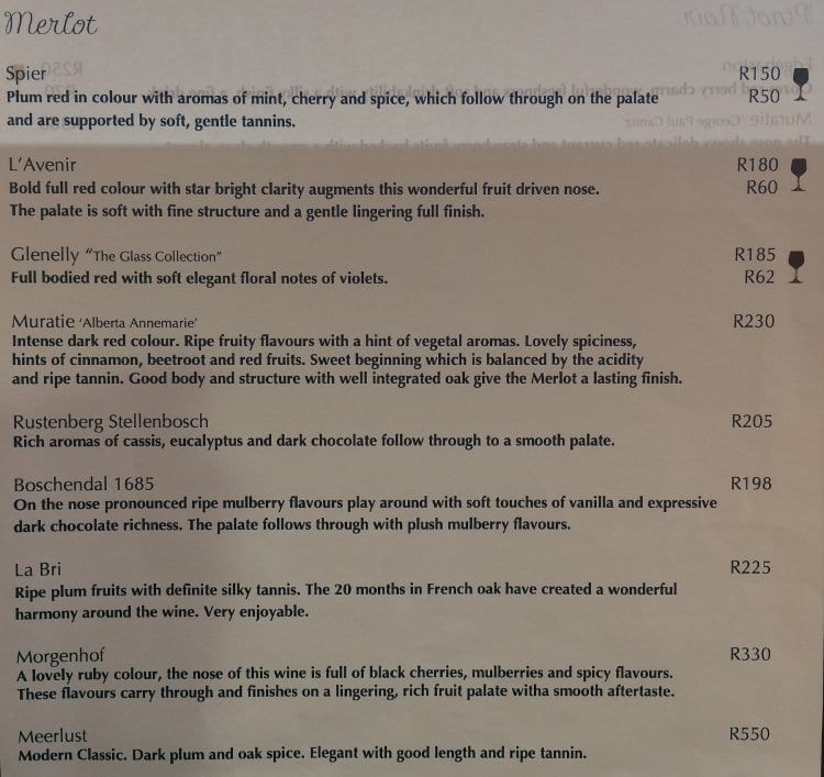 Menu at BELLAGIO restaurant, Sandton, UNIT 1