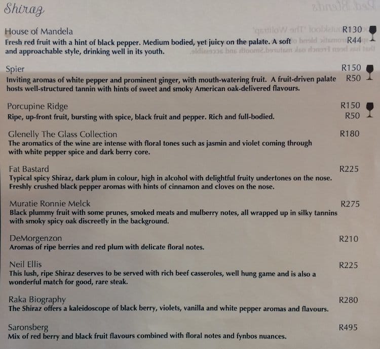 Menu at BELLAGIO restaurant, Sandton, UNIT 1