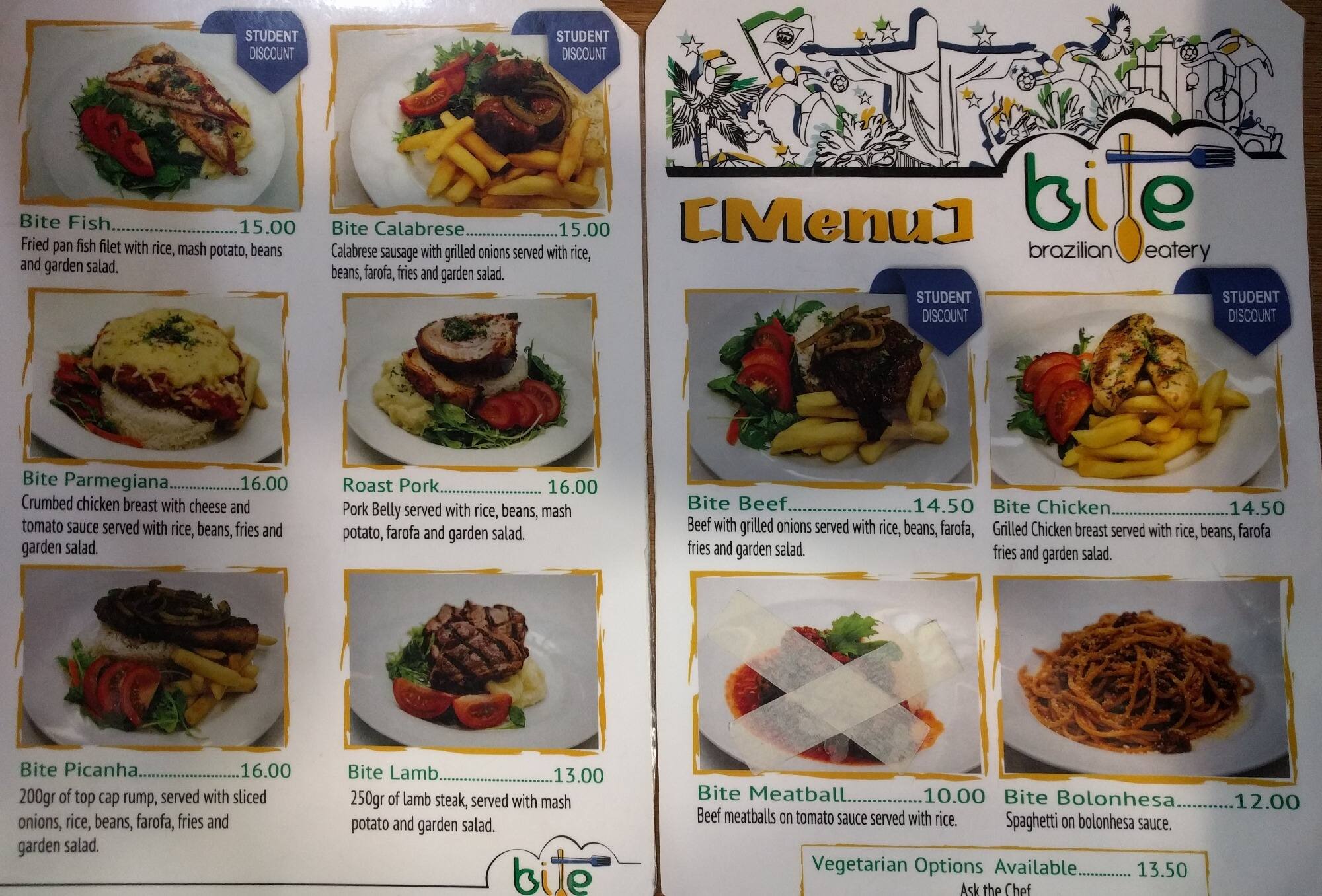 Menu at Bite Brazilian Eatery BBQ, Auckland