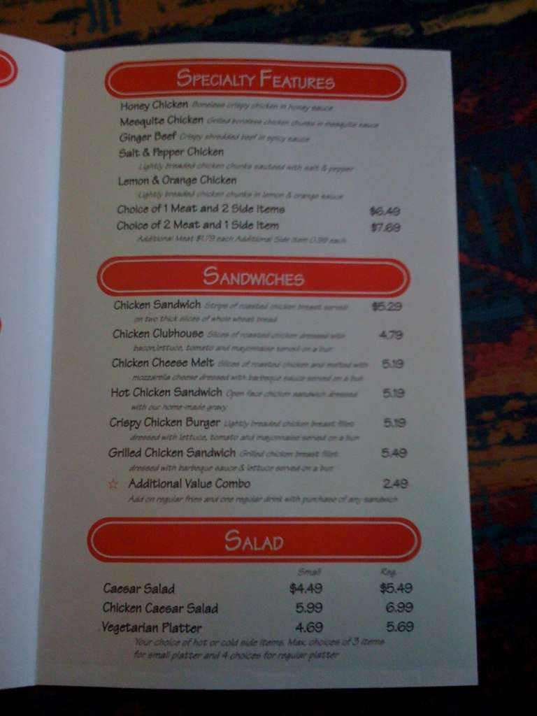 Menu at Cristy's Roast Chicken restaurant, Calgary, 32 Ave NE