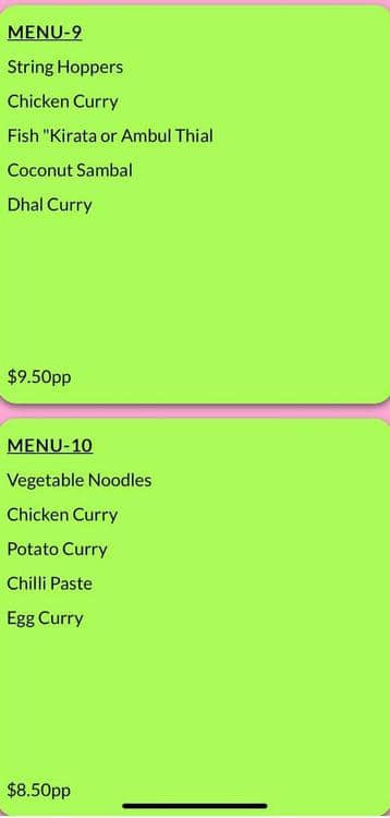 Menu at P and D Foods restaurant, Dandenong North, 112 Carlton Rd