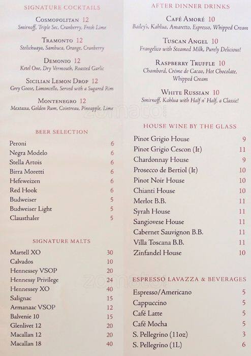 Menu at Bistro Baffi restaurant, Burien