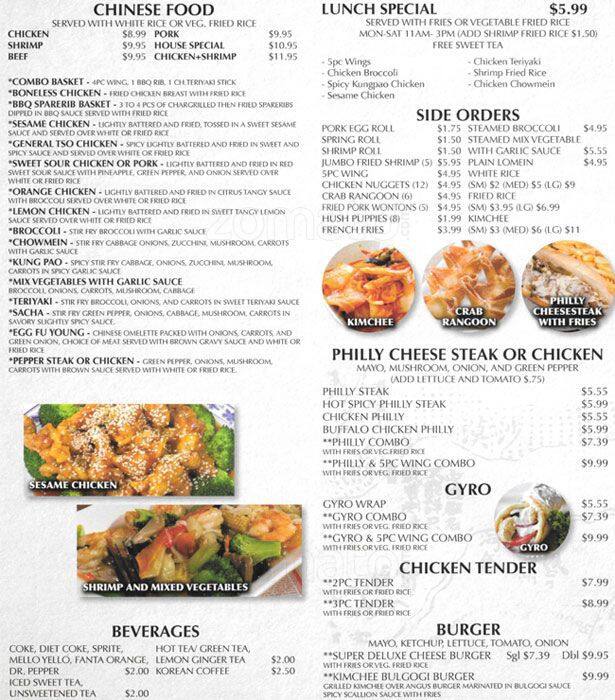 Menu at Choi's Korea & Wing restaurant, Charlotte