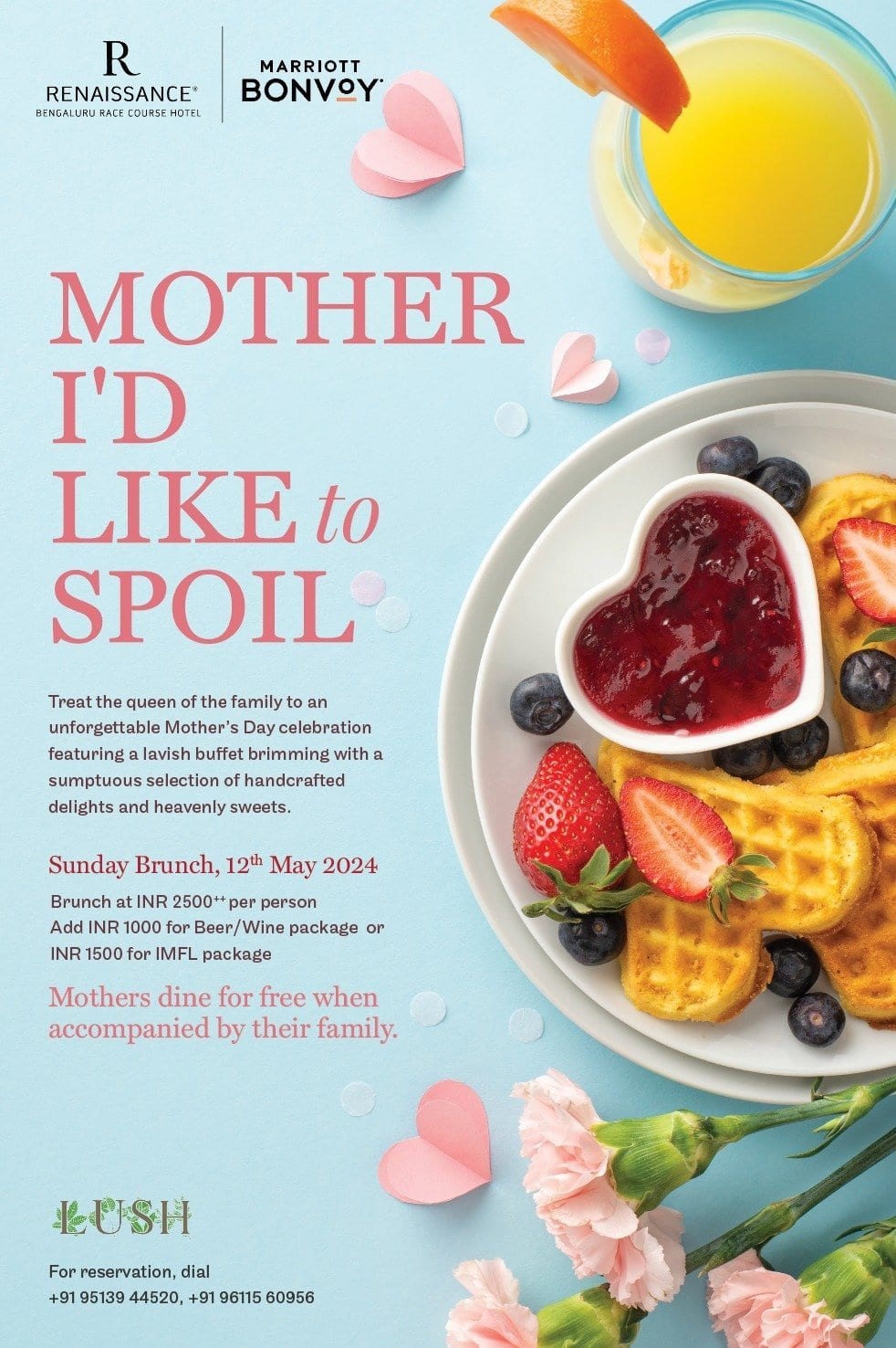 Menu of Lush - Renaissance Hotel, Race Course Road, Bangalore