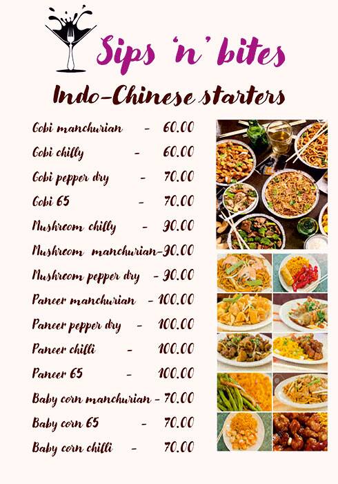 Menu at Sips N bites cafe gottigere, Bengaluru