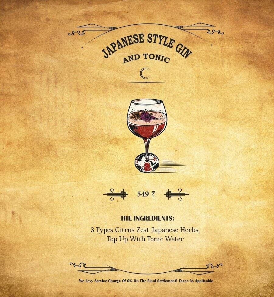 Menu at Yoi Toki, Indore