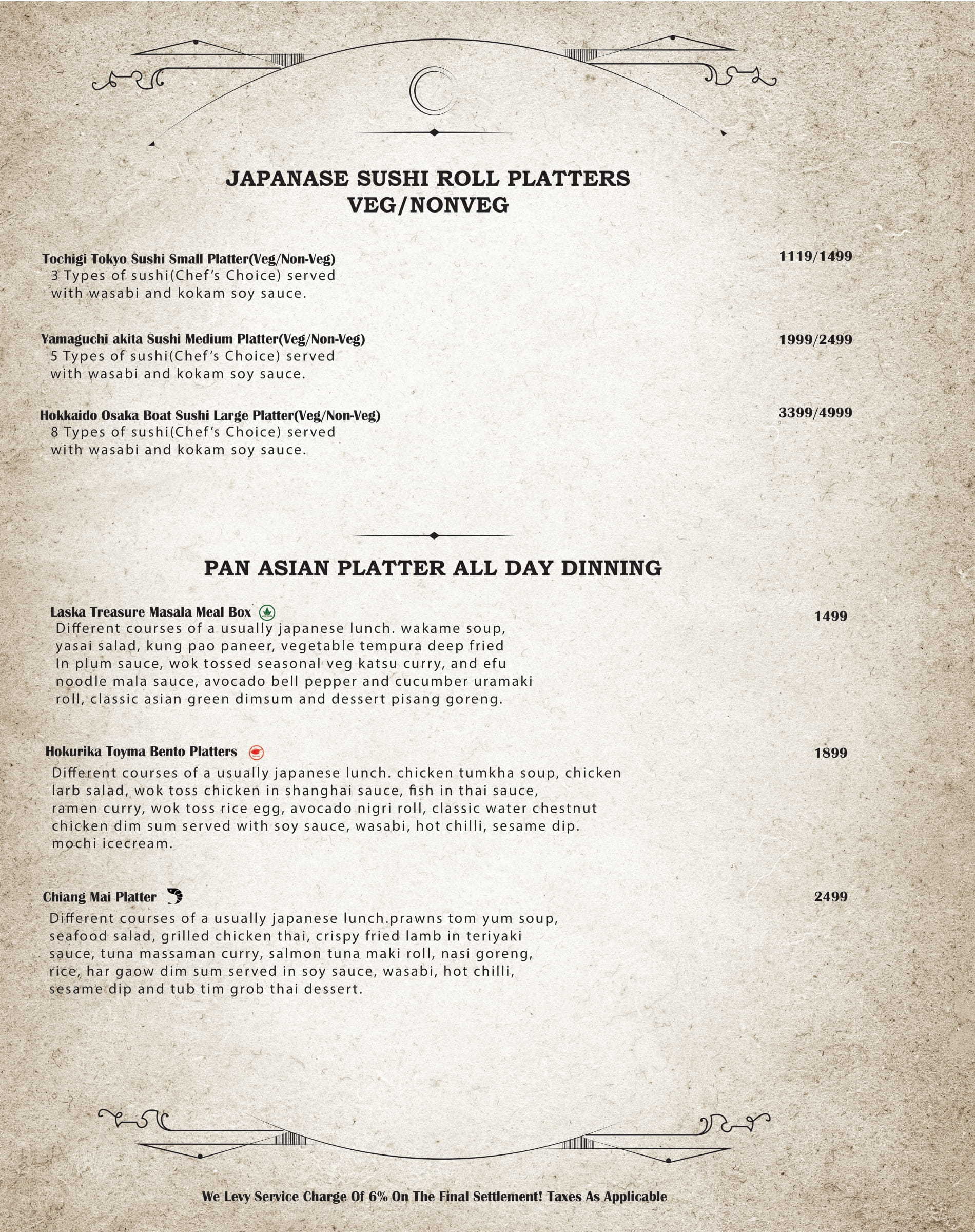 Menu at Yoi Toki, Indore