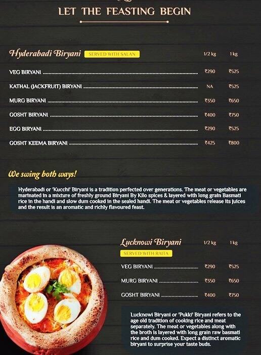 Biryani By Kilo Menu, Menu for Biryani By Kilo, DLF Phase 1, Gurgaon ...