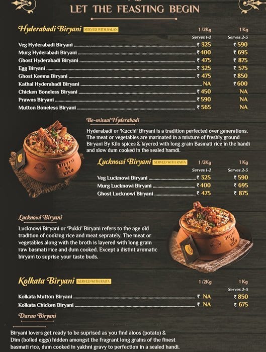 Biryani By Kilo Menu, Menu for Biryani By Kilo, IP Extension, New Delhi ...
