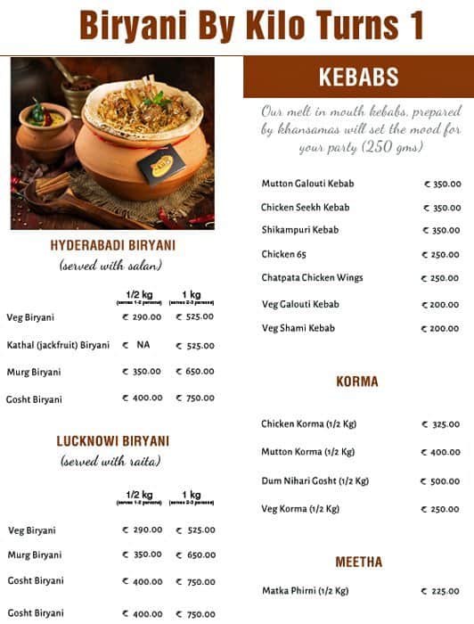 Biryani By Kilo Menu, Menu untuk Biryani By Kilo, Sector 7, Dwarka ...