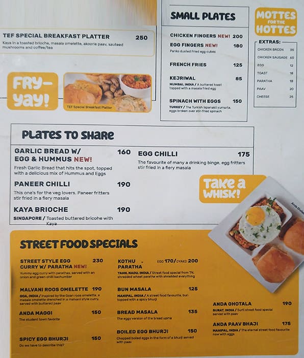 Menu at The Egg Factory, Bengaluru, 120-A3