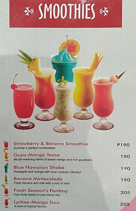 Menu at Fely J's Kitchen restaurant, Parañaque