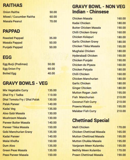 Menu at Anjappar Chettinad Restaurant, Gummudipoondi