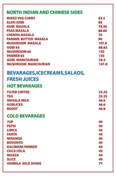 Menu at Highway Inn, Madurantakam