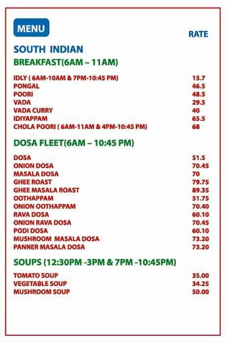 Menu at Highway Inn, Madurantakam