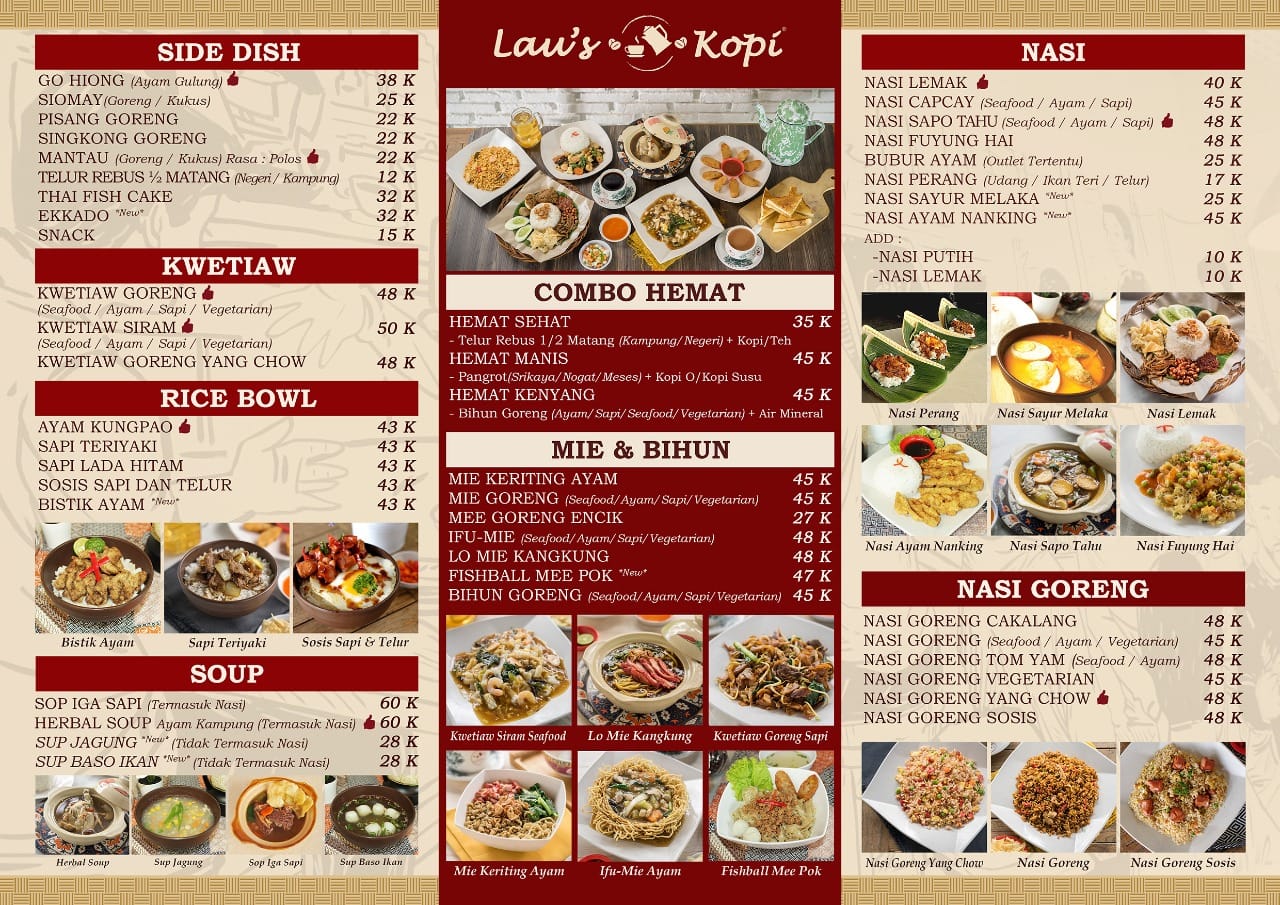 Menu at Lau's Kopitiam cafe, South Jakarta, Rodolpho De Paoli Building