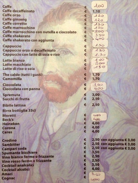 Menu da Van Gogh cafè pub & bar, Milano, Via Ajaccio