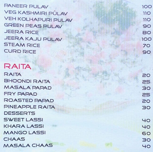 Menu at Rasoi Tadka, Navi Mumbai