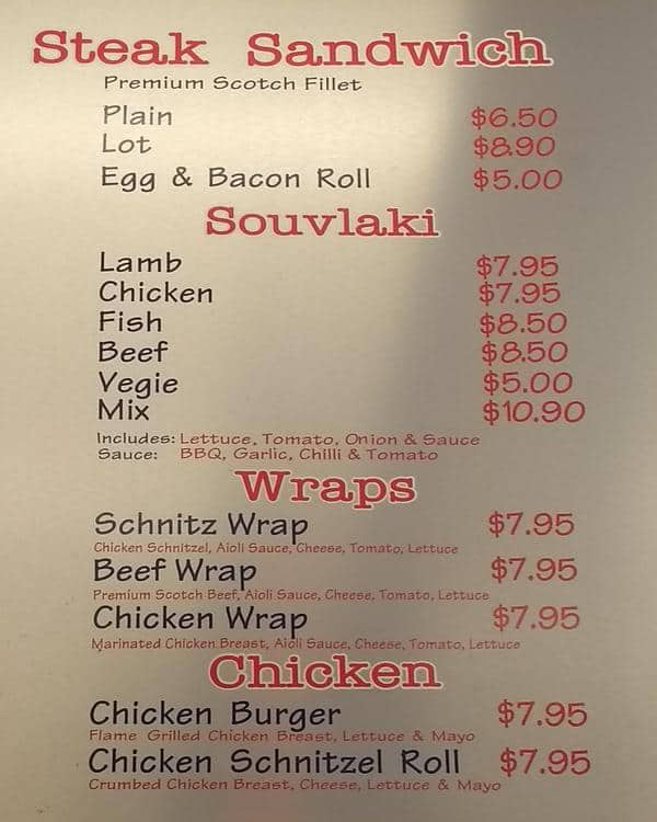 Menu at South Morang Fish & Chips fast food, South Morang
