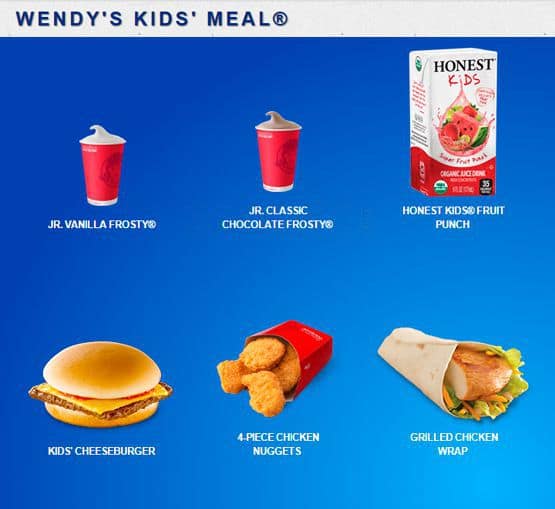 Menu at Wendy's fast food, San Diego, Convoy St