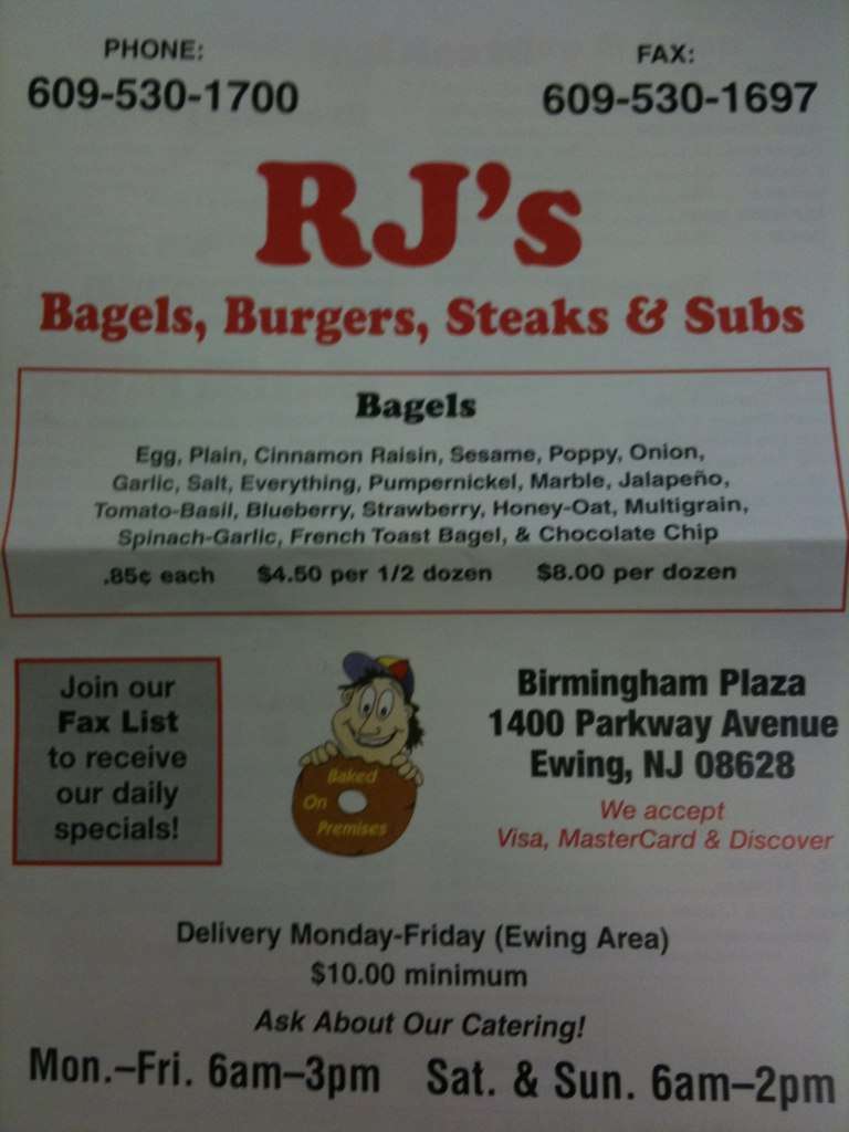 Rj's Bagels Menu, Menu untuk Rj's Bagels, Ewing, Ewing - Urbanspoon/Zomato