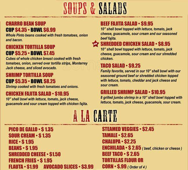 Carta del restaurante La Flor Mexican Grill & Cantina, Lewisville