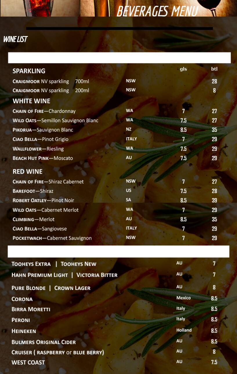 Menu at il vivo restaurant, Horningsea Park