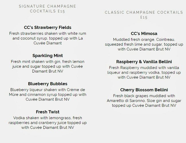 Menu at London Hilton Park Lane Bar, London