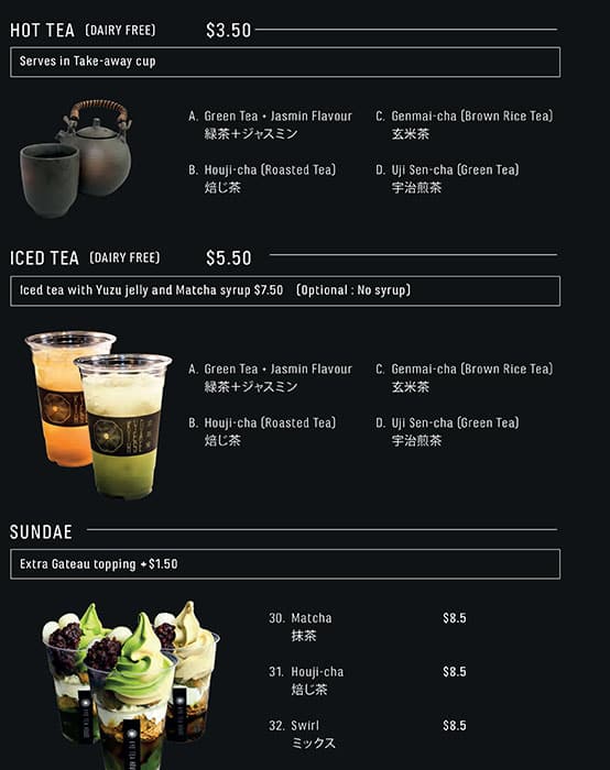 Menu at Kyo Teahouse desserts, Malvern East