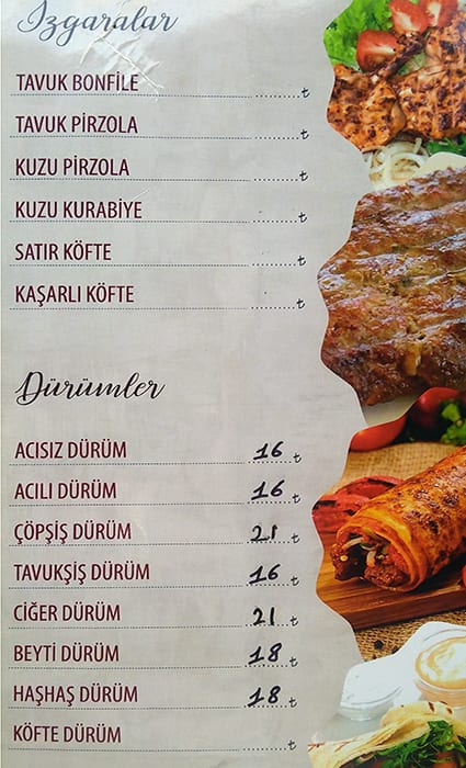 Menu at KEBAPÇI MEMET, Istanbul
